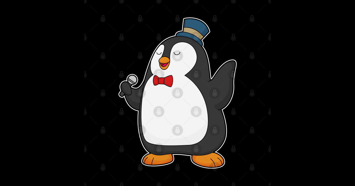 Penguin Singer Microphone - Penguine - Sticker | TeePublic