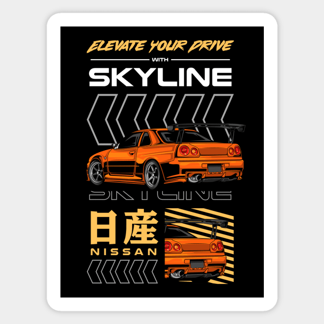 Iconic R34 Skyline GTR - Iconic R34 Skyline Gtr - Sticker | TeePublic
