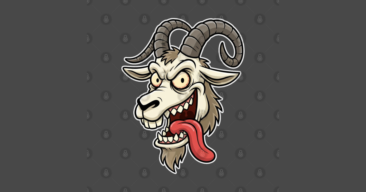 Crazy Goat Mascot – Wild Cartoon Goat Head - Crazy Goat - T-Shirt ...