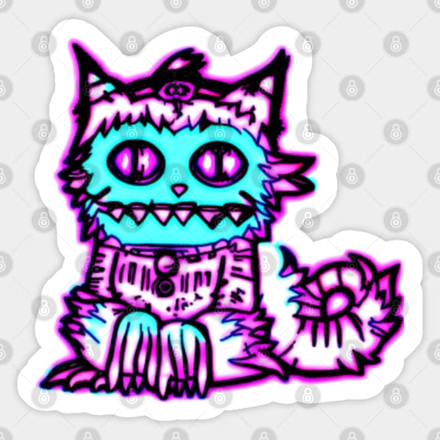 Weirdcore Neon Cat - Neon Cat - Sticker | TeePublic
