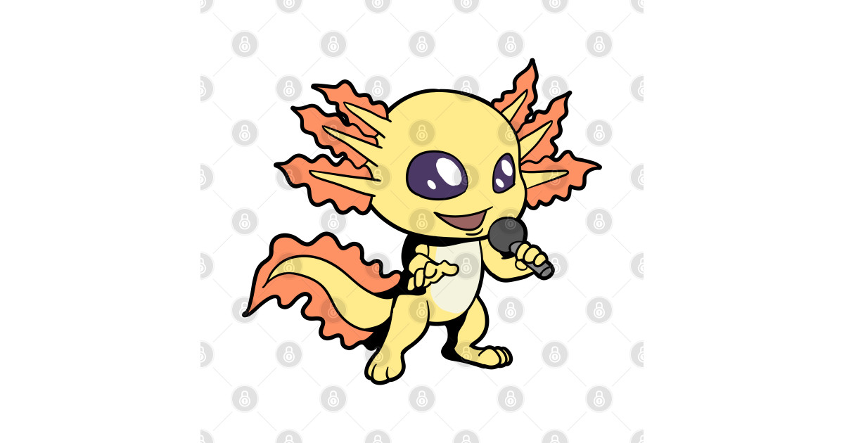 Singing amphibian with microphone - axolotl - Axolotl Singer - T-Shirt ...