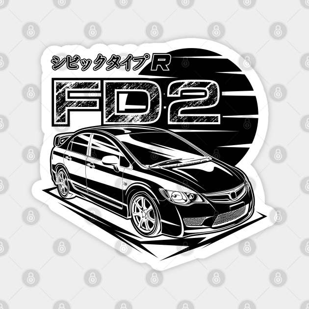 Civic FD2 Type R - Black Print - Civic Type R - Magnet | TeePublic