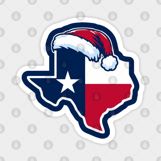 Christmas Texas State Flag Map Santa Hat - Texas - Magnet | TeePublic