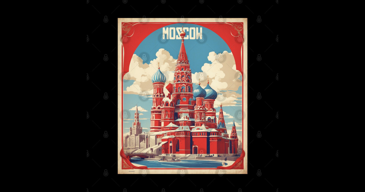 Moscow Russia Vintage Tourism Poster - Russia - Sticker | TeePublic
