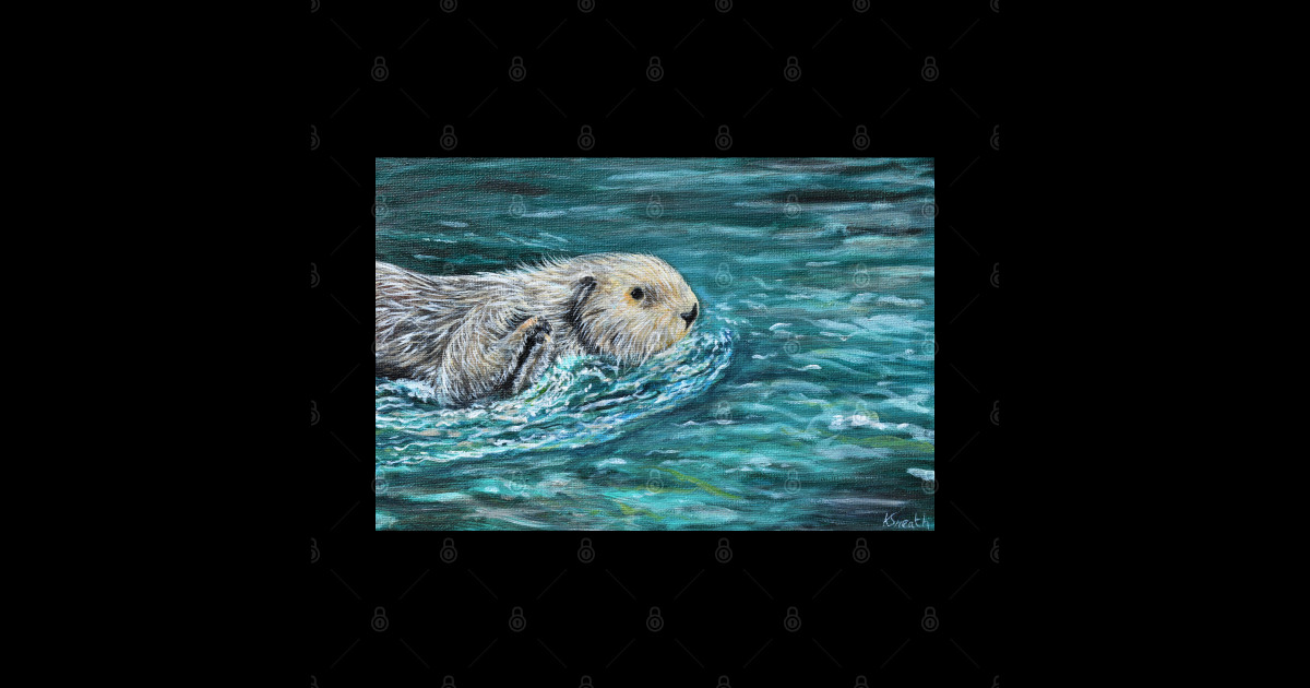 Ooh Goody Lunch Time Sea Otter Painting - Sea Otter - Sticker | TeePublic