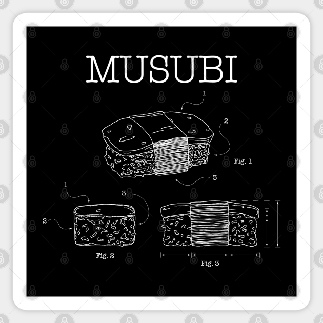 Funny Musubi Patent Drawing - Musubi - Sticker | TeePublic