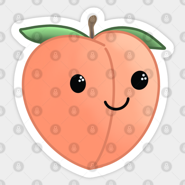 Kawaii Peach - Kawaii Food - Sticker | TeePublic