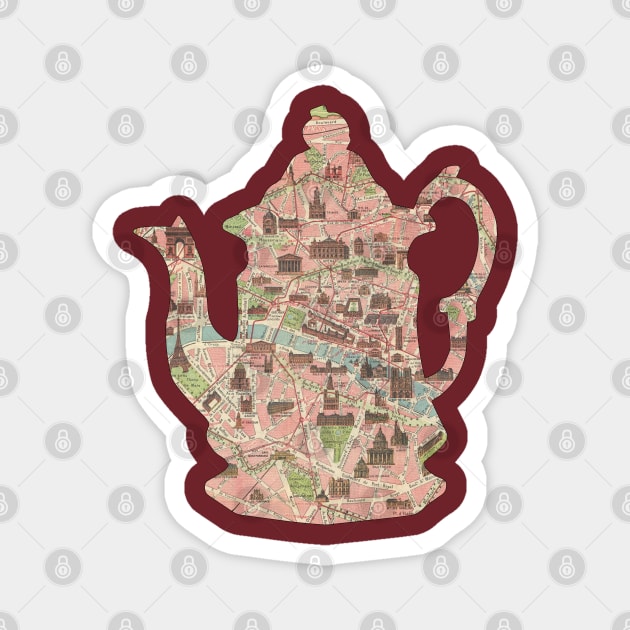 French Teapot cut from 1911 Tourist Map of Paris - Teapot - Magnet ...
