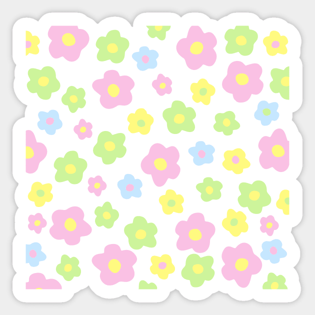 Vintage Aesthetic Minimalist Pastel Color Flowers - Aesthetic - Sticker ...