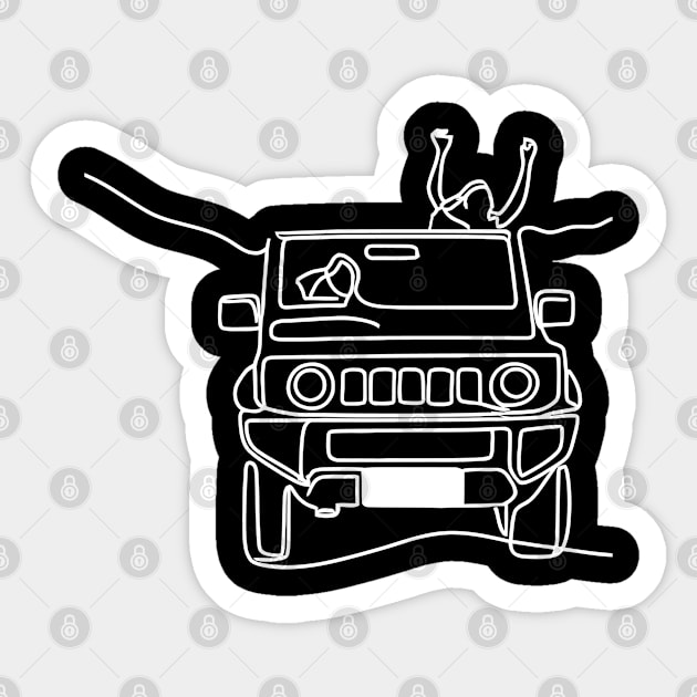 Joyful Journey Line Drawing - Jimny - Sticker | TeePublic