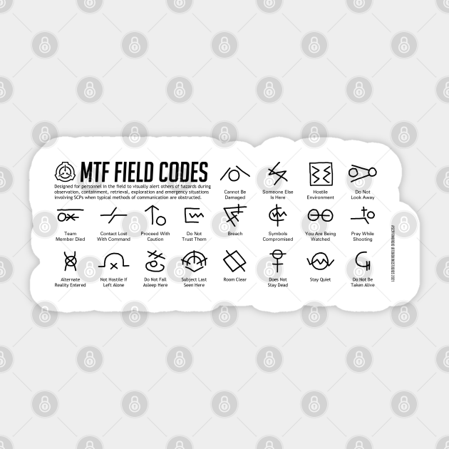 MTF Field Codes V2 - Scp Chalk Symbols - Sticker | TeePublic