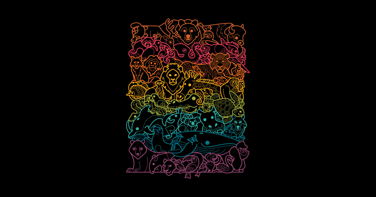 Animal Spectrum : Outline - Animals - Sticker | TeePublic