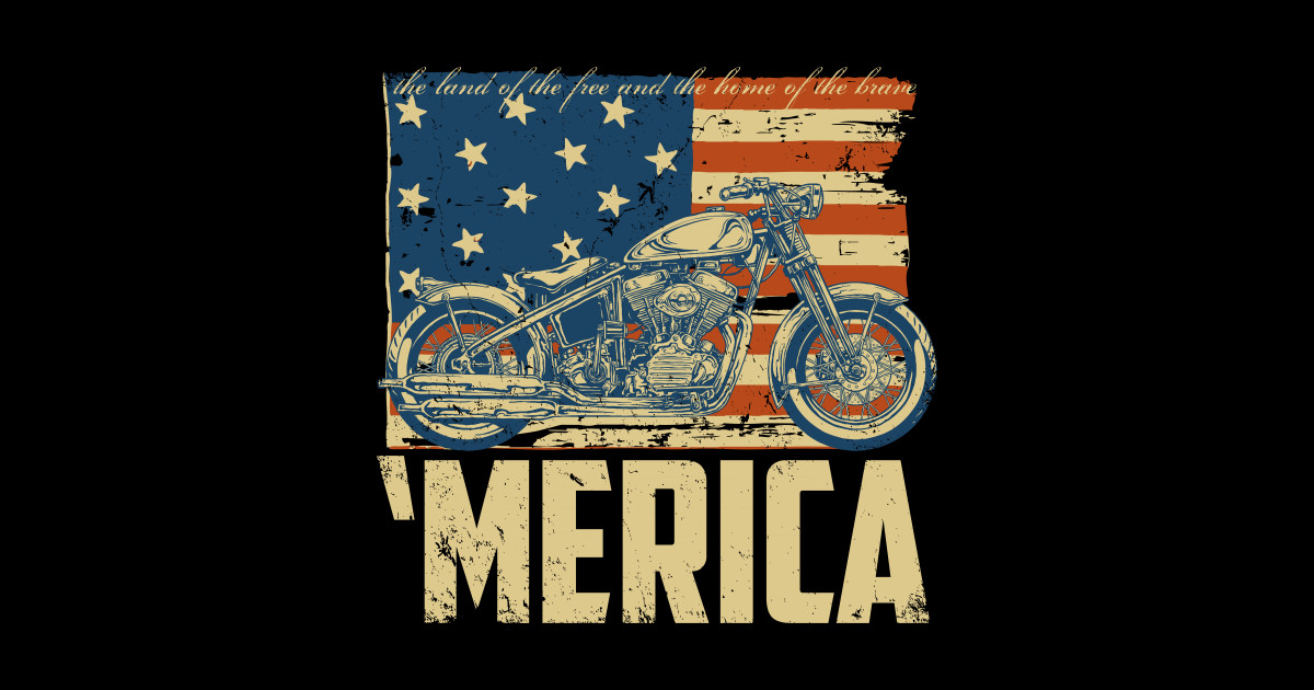 Biker shirt 'Merica American flag with motorcycle - American Flag Biker ...