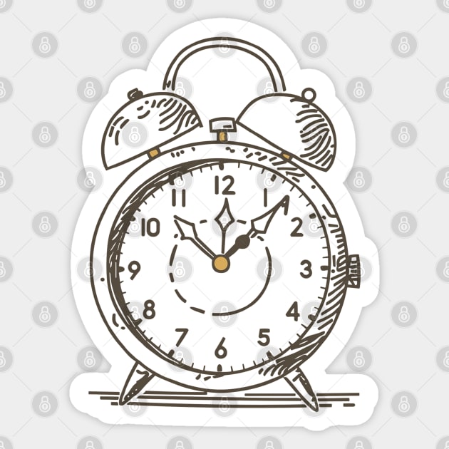 Line art of an Alarm Clock - Alarm Clock - Sticker | TeePublic