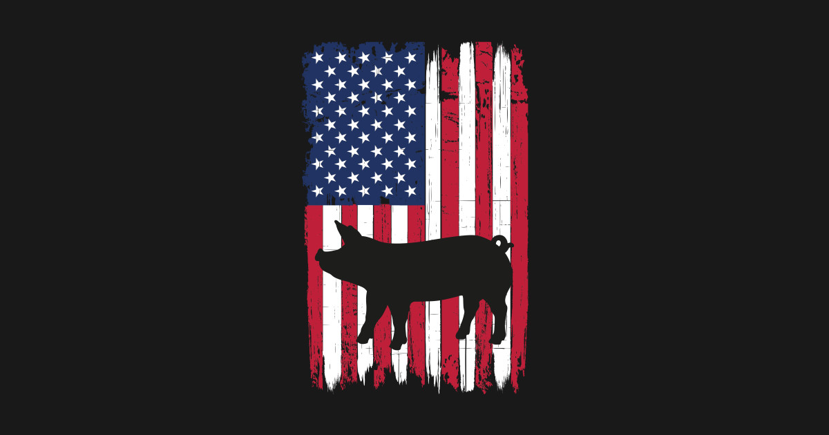 Pig Silhouette American Flag USA Patriotic - Pig - T-Shirt | TeePublic