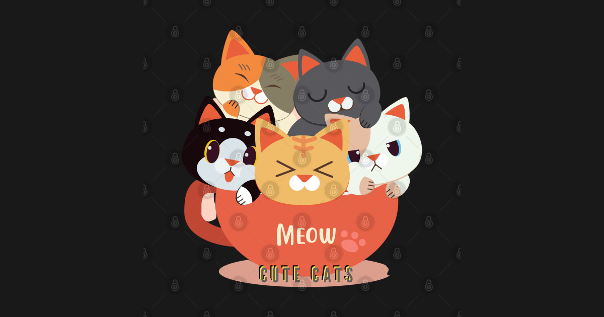 ( meow ) Cute cats - Meow Cute Cats - T-Shirt | TeePublic