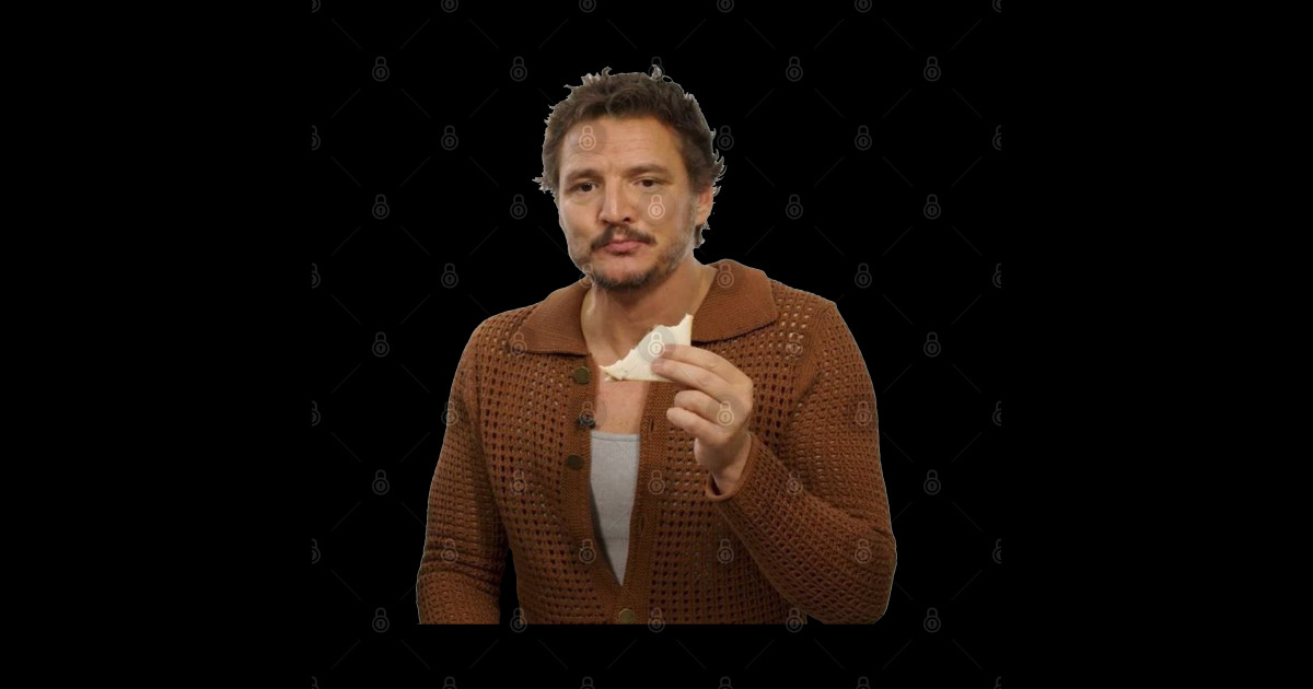 Pedro Pascal eating a sandwich - Pedro Pascal - Sticker | TeePublic