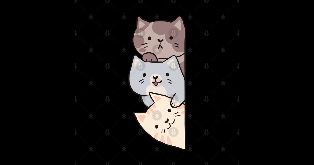 Cute three cats stack - Cute Cat Art - Sticker | TeePublic