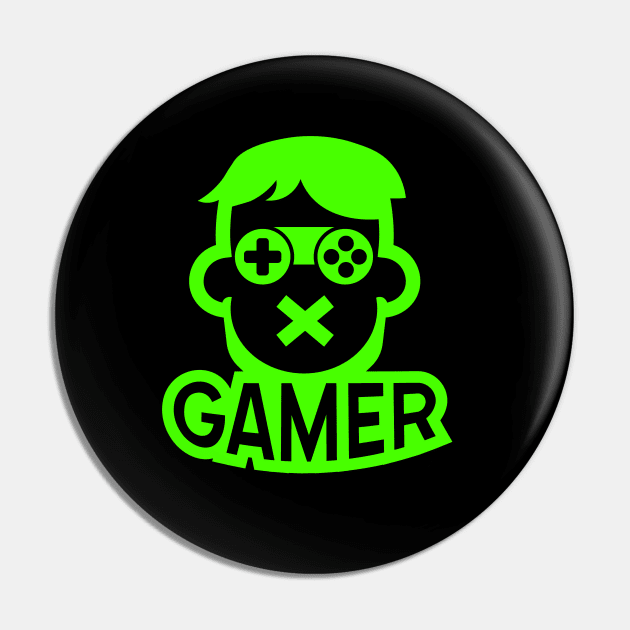 GAMER - 90S GREEN FLUO EDITION - Gamer - Pin | TeePublic