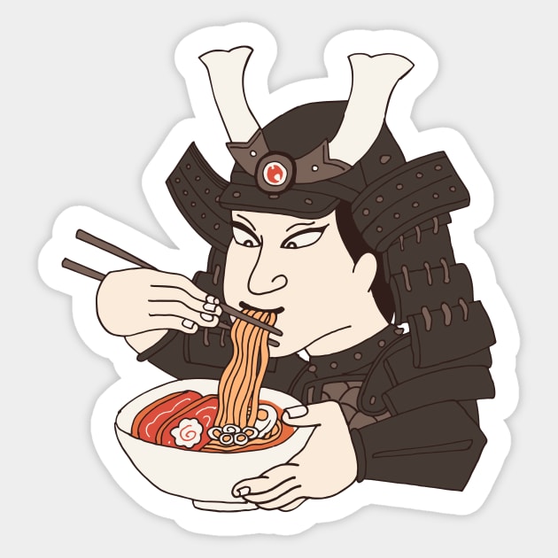 Samurai eating ramen - Ramen - Sticker | TeePublic