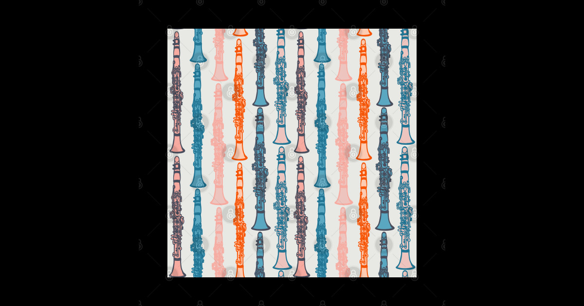 Clarinet parade pattern in vintage colours - Clarinets - Sticker ...