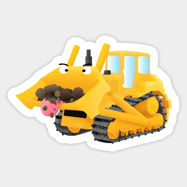 Cute funny yellow bulldozer cartoon character - Bulldozer - Sticker ...
