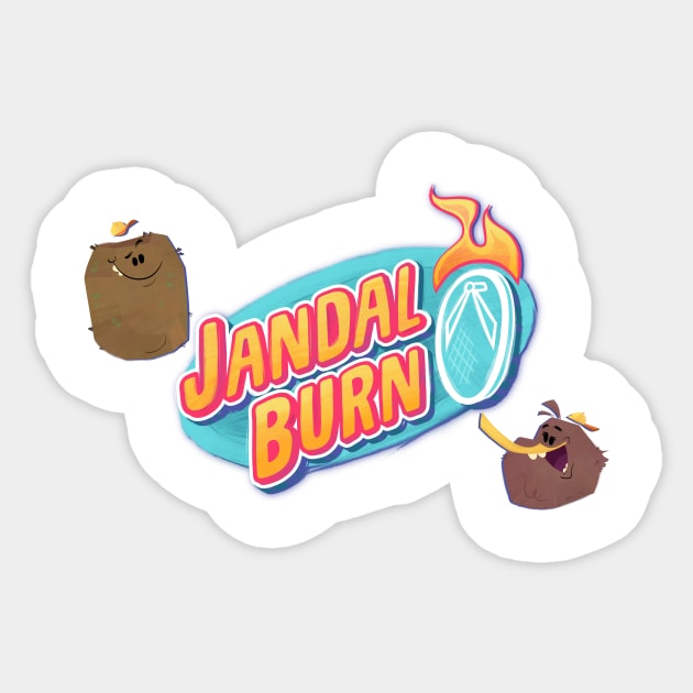 Jandal Burn Logo Heads - Mukpuddy - Sticker | TeePublic