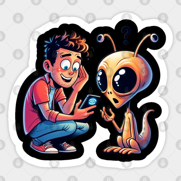 Alien Confusion - Funny Cartoon Tech Design - Alien Humor - Sticker ...