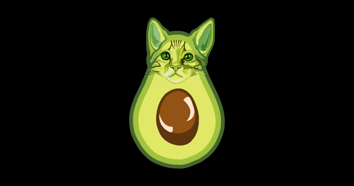 Green Kawaii Avocado Kitty Cat - Avocado Cat - Sticker | TeePublic