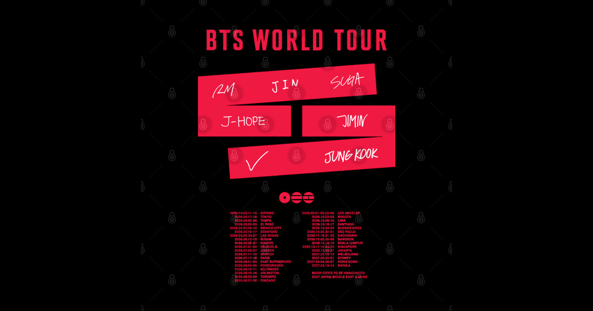 BTS World Tour 2026-2027 Schedule Poster - Bts 2026 - Mug | TeePublic