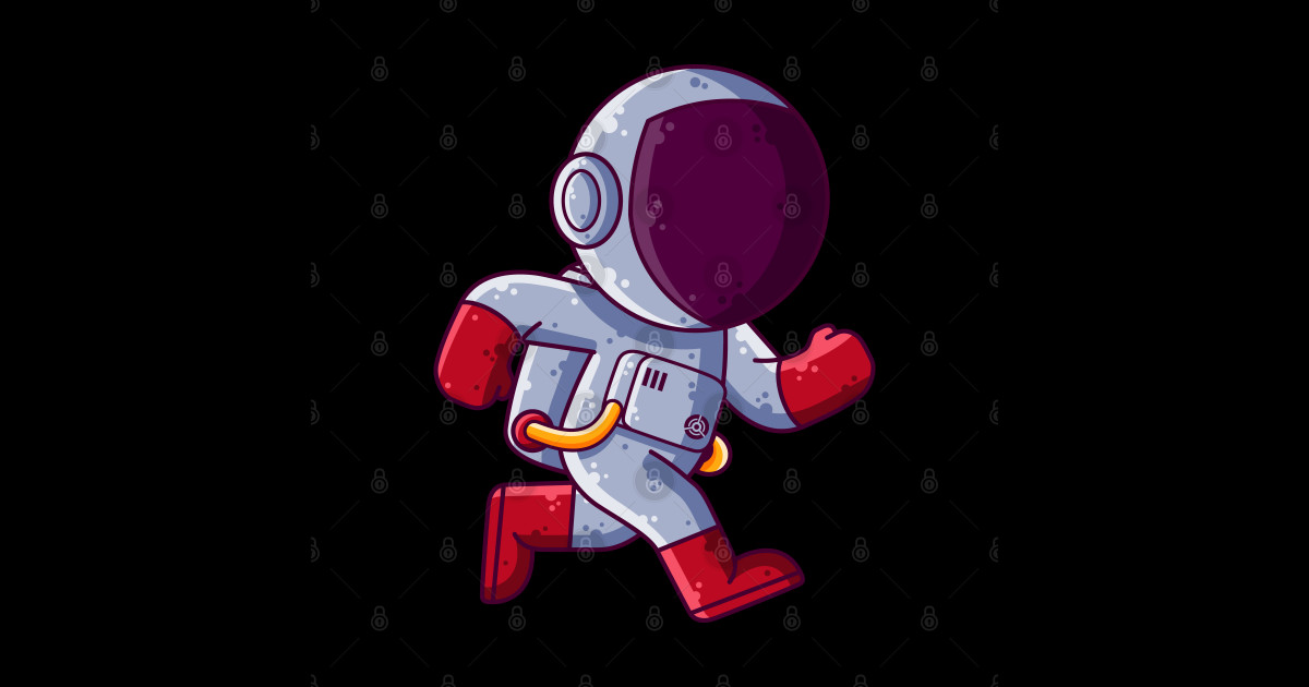 Cute Astronaut Running Cartoon - Astronaut - Sticker | TeePublic