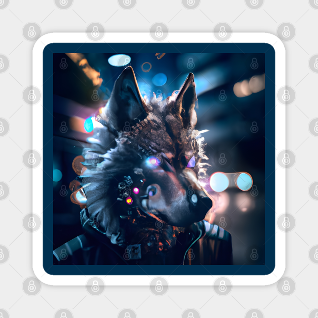 Cyberpunk Wolf (2) - Anthropomorphic Sci fi Wolves - Cyberpunk - Magnet ...