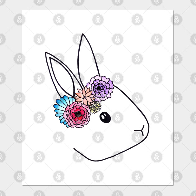 Flower Crown Bunny - Rabbit - Posters and Art Prints | TeePublic