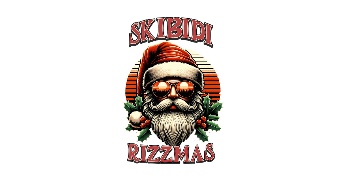 Skibidi Rizzmas Santa claus Vintage Retro Sunset - Skibidi Rizzmas - T ...