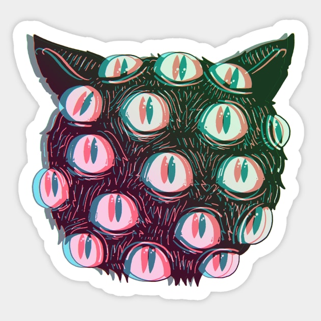 Alien Monster Cat - Monster - Sticker | TeePublic