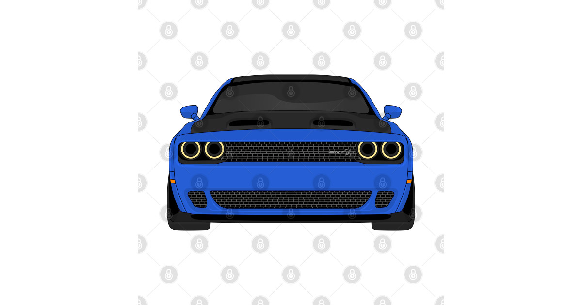 DODGE HELLCAT FRONT BLUE - Dodge Hellcat Challenger - T-Shirt | TeePublic