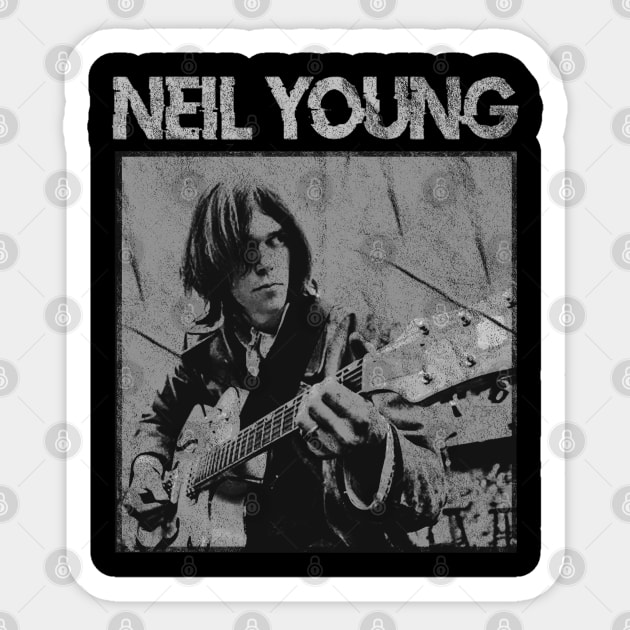 Neil Young Black - Vintage - Neil Young - Sticker | TeePublic