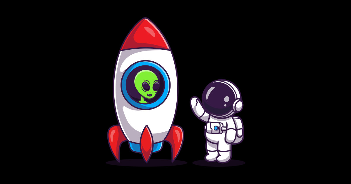 Cute Astronaut With Alien In Rocket Cartoon - Cute Astronaut With Alien ...