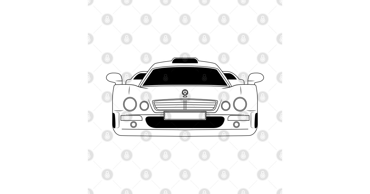 Mercedes Benz CLK GTR Black Outline - Car - T-Shirt | TeePublic
