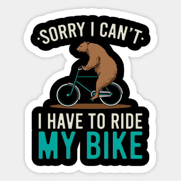 Funny Cycling Bear - Bicycle - Sticker | TeePublic