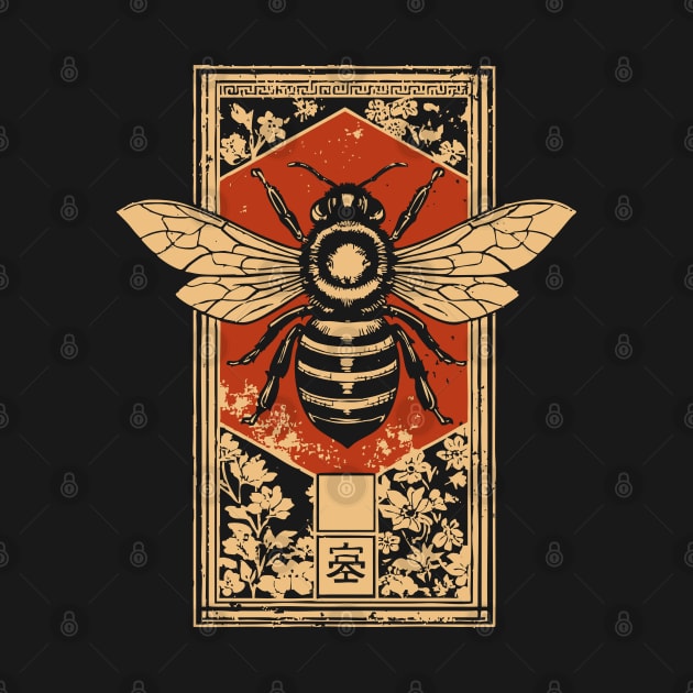 Gothic Honey Bee Japanese Insect Art Dark Pollinator Design - Honey Bee ...