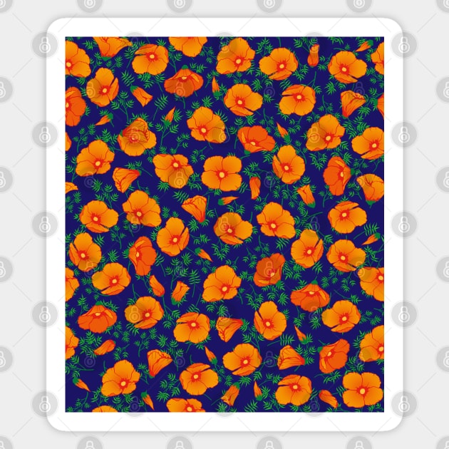 California Poppy Pattern - Summer - Sticker | TeePublic
