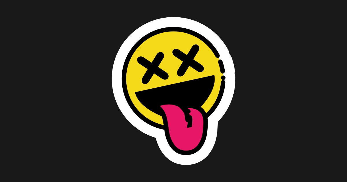 Stoned Smiley Face // Line Art Sticker - Smiley Face - T-Shirt | TeePublic