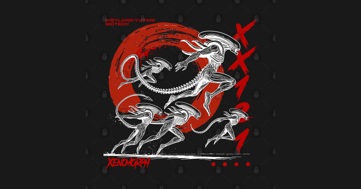 Xenomorph Sumi-e WHITE - Xenomorph - T-Shirt | TeePublic
