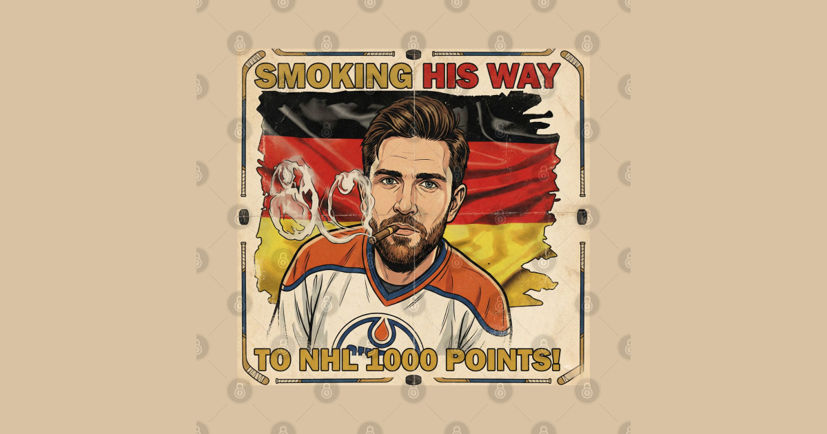 Smoking His Way-To NHL 1000 Points - Smoking - T-Shirt | TeePublic