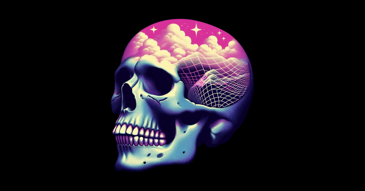 Synthwave skull - Skull Art Design - Sticker | TeePublic