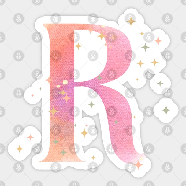 Letter R Monogram pink watercolor - Monogram Letter R - Sticker | TeePublic