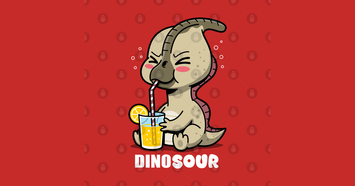 Funny Cute Parasaurolophus Dinosaur Drinking Lemon - Funny - T-Shirt ...