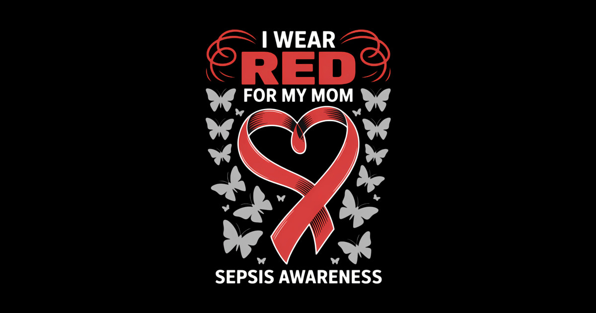 I Wear Red For My Mom Sepsis Awareness - Sepsis Awareness - Pin | TeePublic