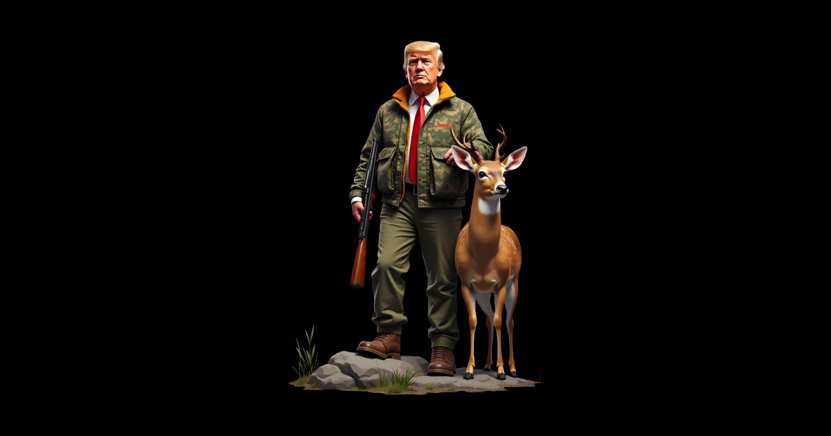 Retro Trump Hunting Deer Funny - Trump Hunting Deer Funny - Sticker ...